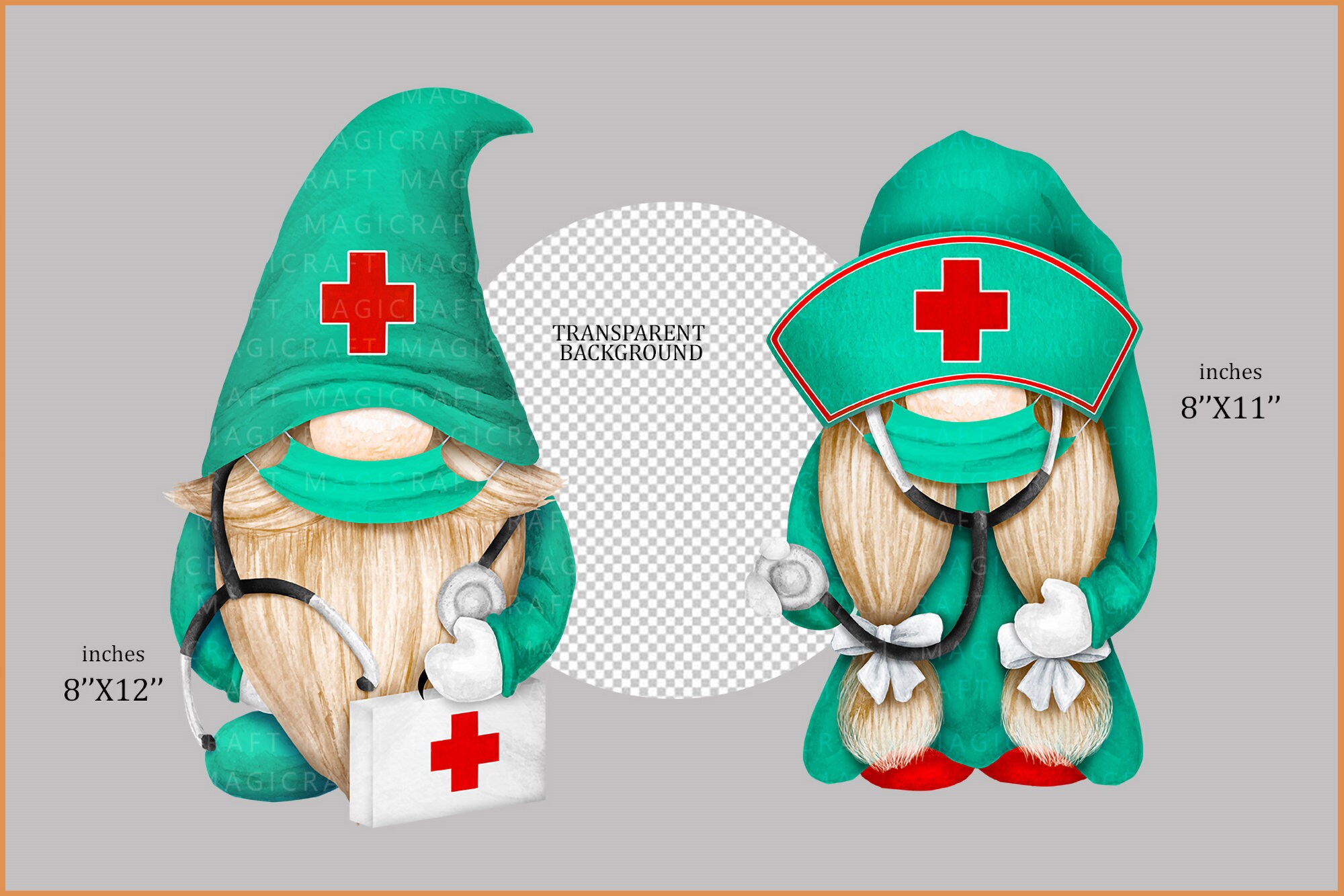 Medical Gnomes Png Clipart, Watercolor Gnome Medical Sublimation Png ...