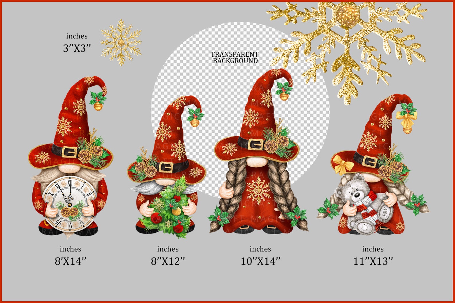 Christmas Gnome Family Dad Mom Children Gnome Hand Drawn Watercolor ...