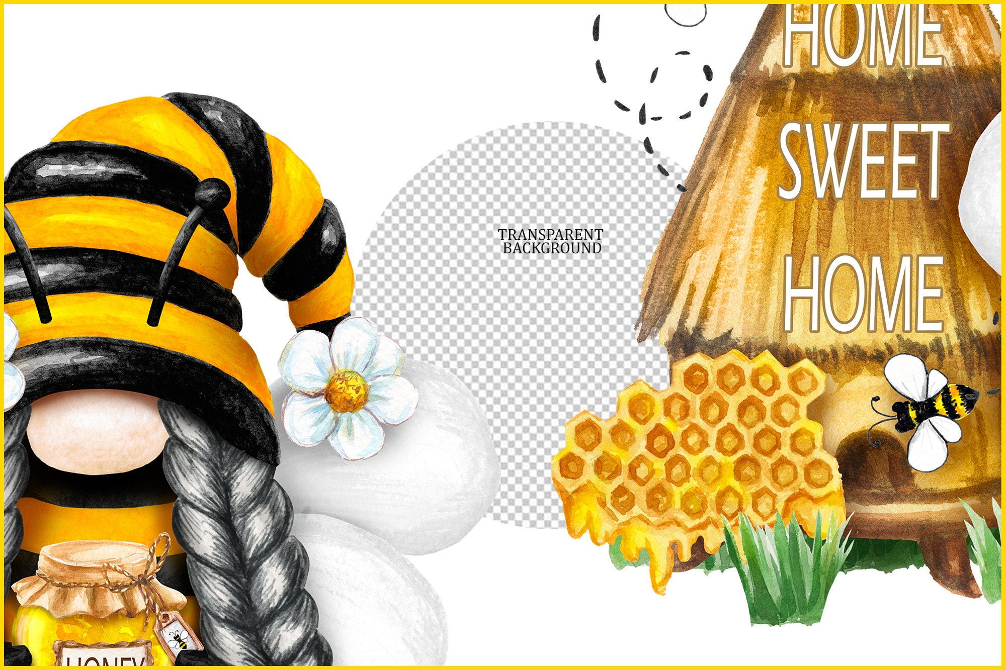 Watercolor Bee Gnome Girl Png, Bee Gnome Sublimation, Honey Bee Gnome ...