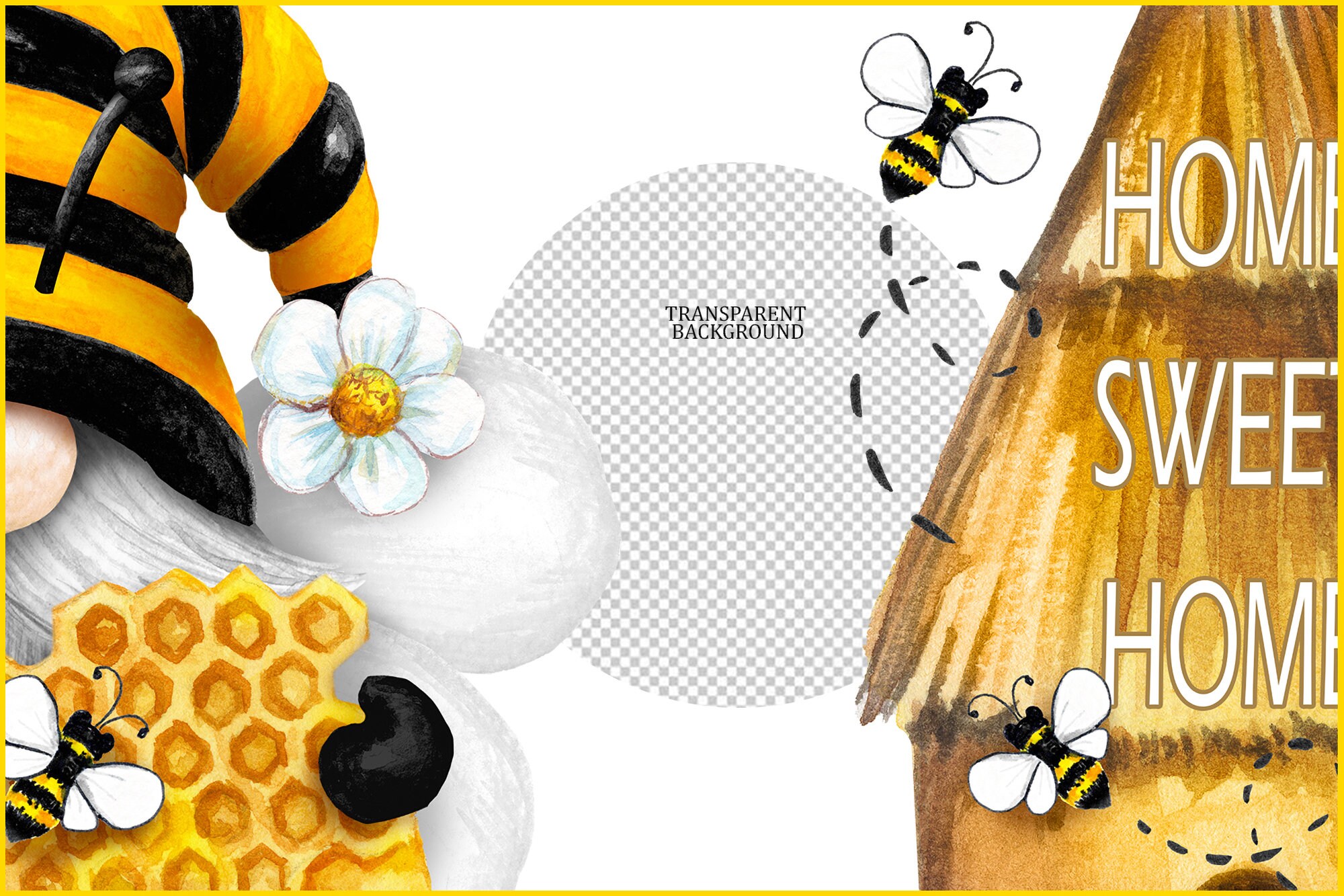 Watercolor Bee Gnome Png, Bee Gnome Sublimation, Honey Bee Gnome ...