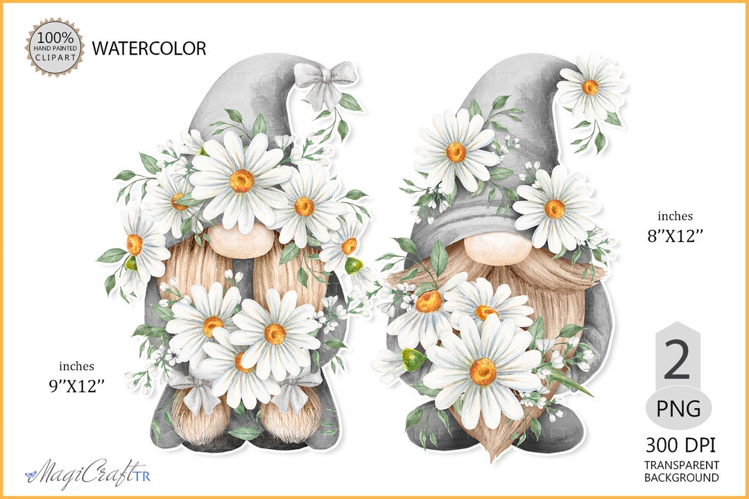 Grey Gnomes Png Clipart, Gnome With Daisies Sublimation, Gnomes With ...