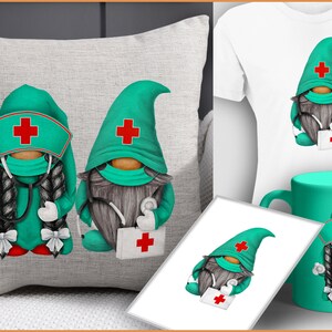 Medical Gnomes Darker Skin Tone and Brown Hair Png Clipart, Watercolor ...