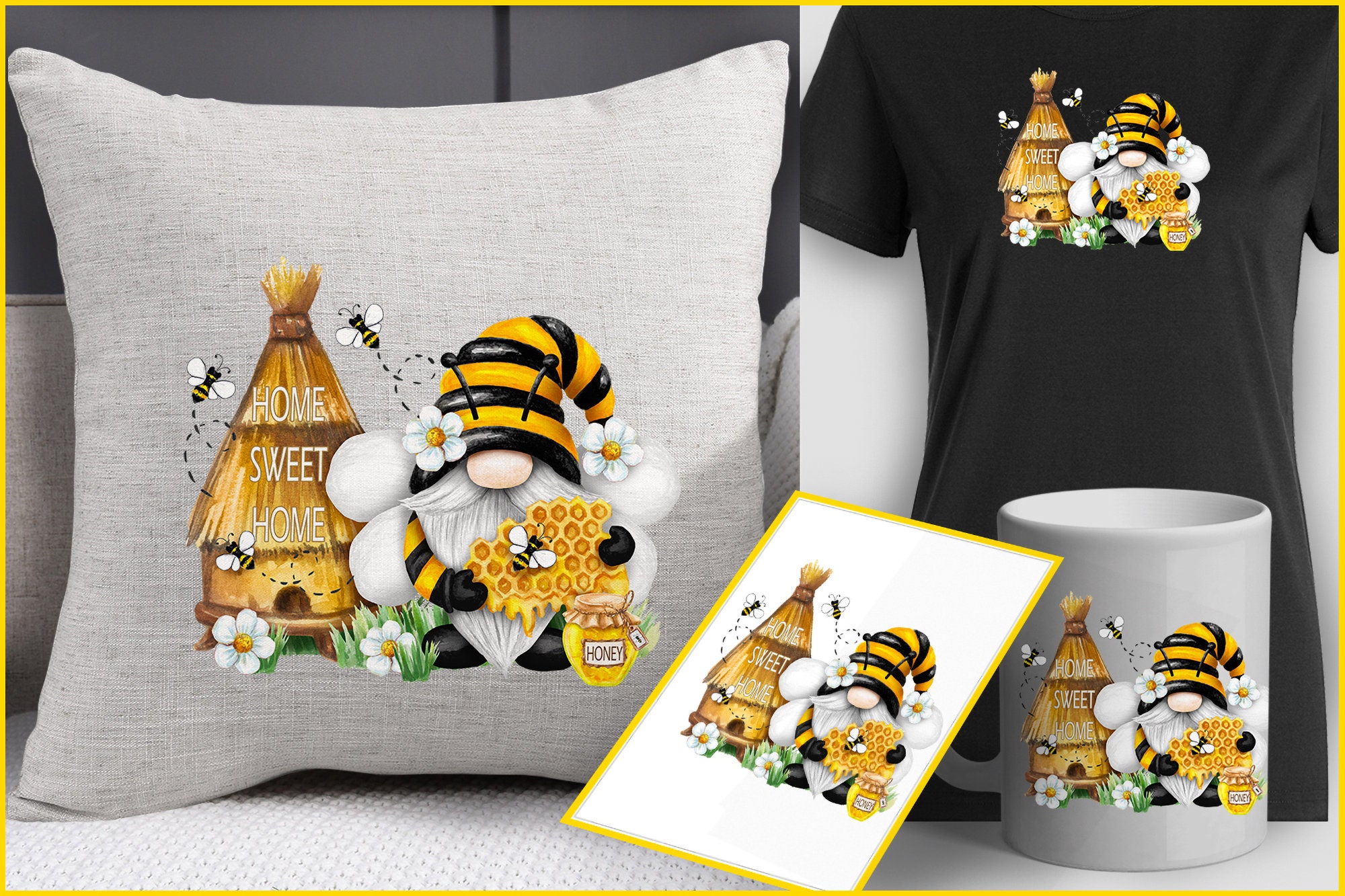 Watercolor Bee Gnome Png, Bee Gnome Sublimation, Honey Bee Gnome ...