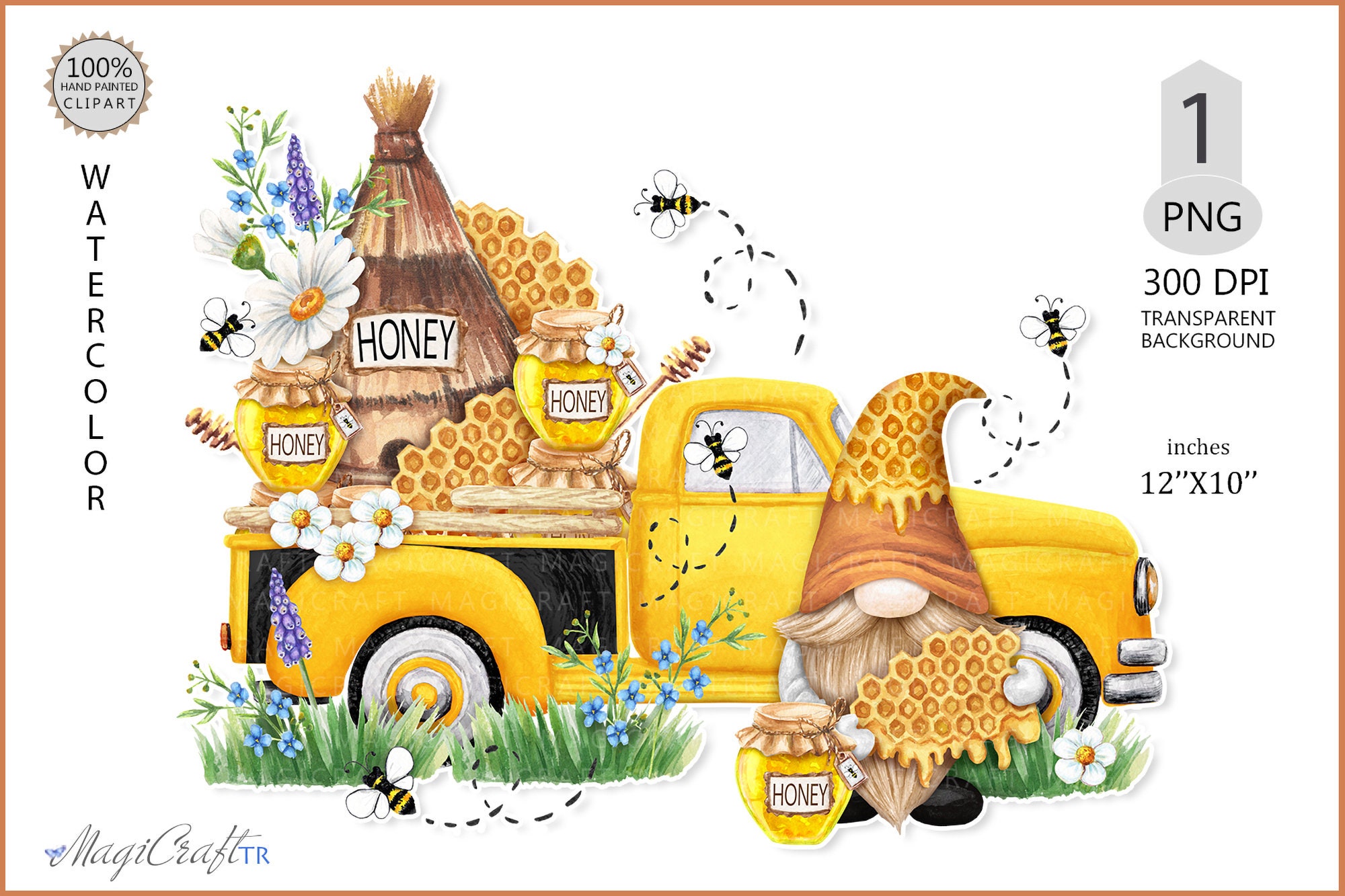 Watercolor Bee Gnome Png, Bee Gnome Sublimation, Honey Bee Gnome ...