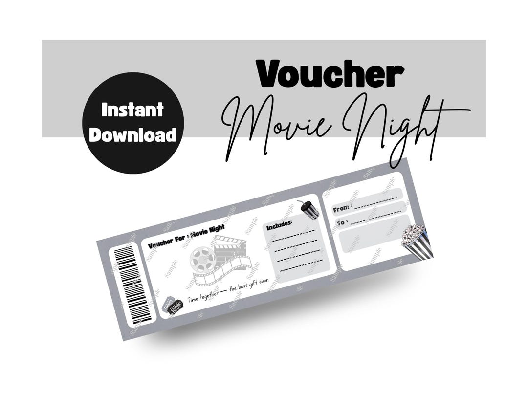 Voucher to Print MOVIE NIGHT Digital File DOWNLOAD - Etsy