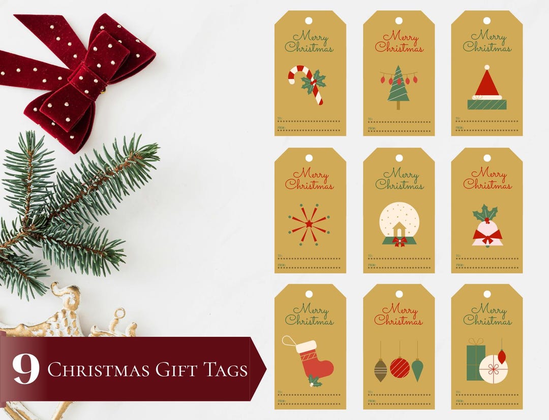 Editable Christmas Gift Tags Canva Template – Printable Holiday Tags ...