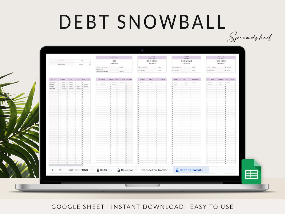 Debt Payoff Tracker for Google Sheets, Debt Snowball Spreadsheet for ...