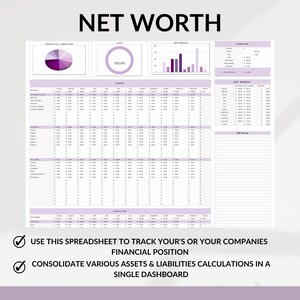 Net Worth Tracker Spreadsheet Template for Google Spreadsheet, Personal ...