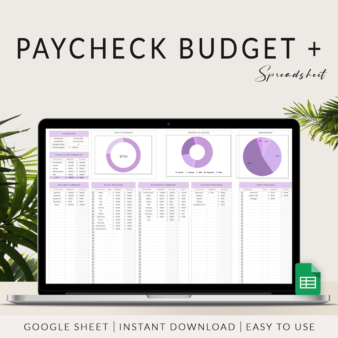 Ultimate Paycheck Budget Spreadsheet Google Sheets, Biweekly Budget ...