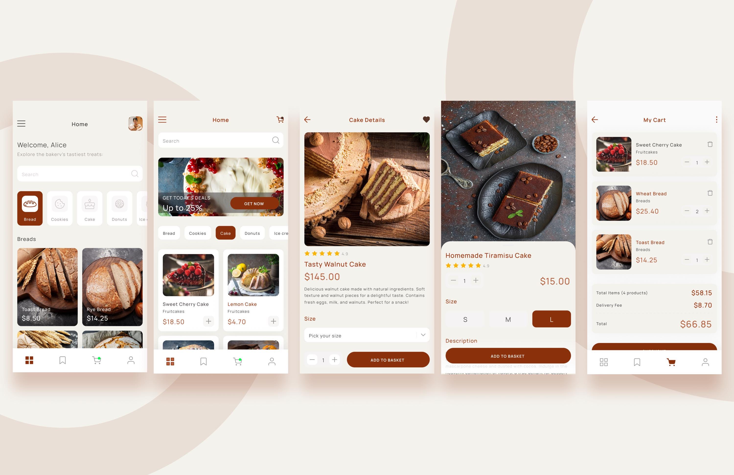 Bakery UI Kit | 5-page Figma Design With Photos | Home, Product Detail ...