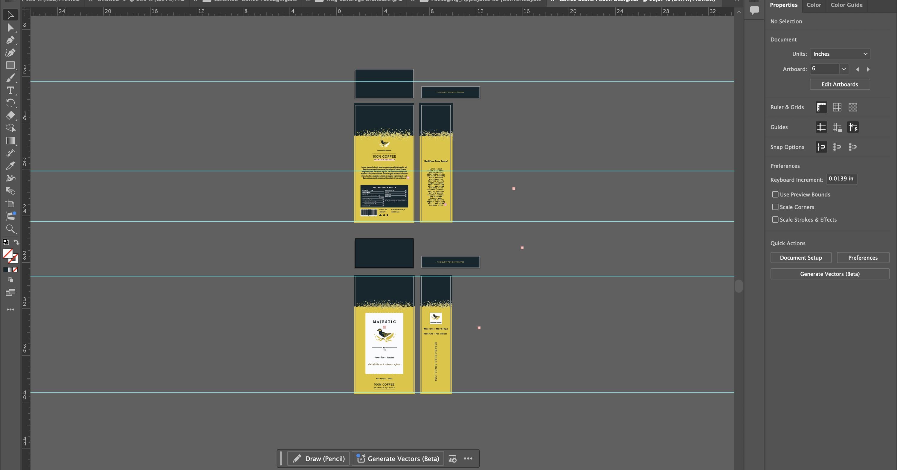 Minimal Coffee Pouch Packaging Design – Full Sides in AI Format Digital ...