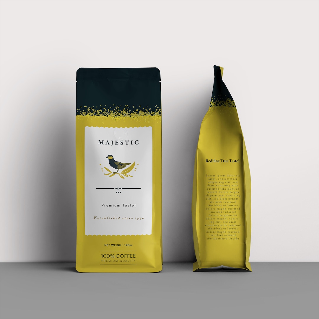 Minimal Coffee Pouch Packaging Design – Full Sides in AI Format Digital ...