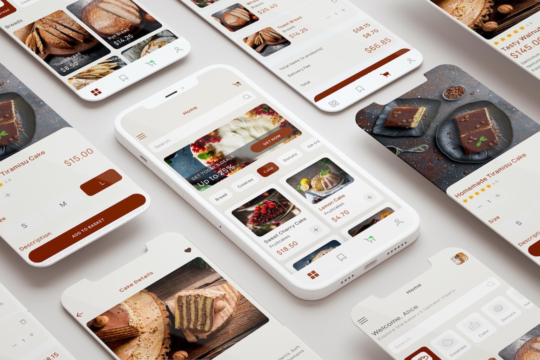 Bakery UI Kit | 5-page Figma Design With Photos | Home, Product Detail ...