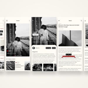 News App UI Kit | 5 Mobile Screens | Home, News, and Detail Pages ...