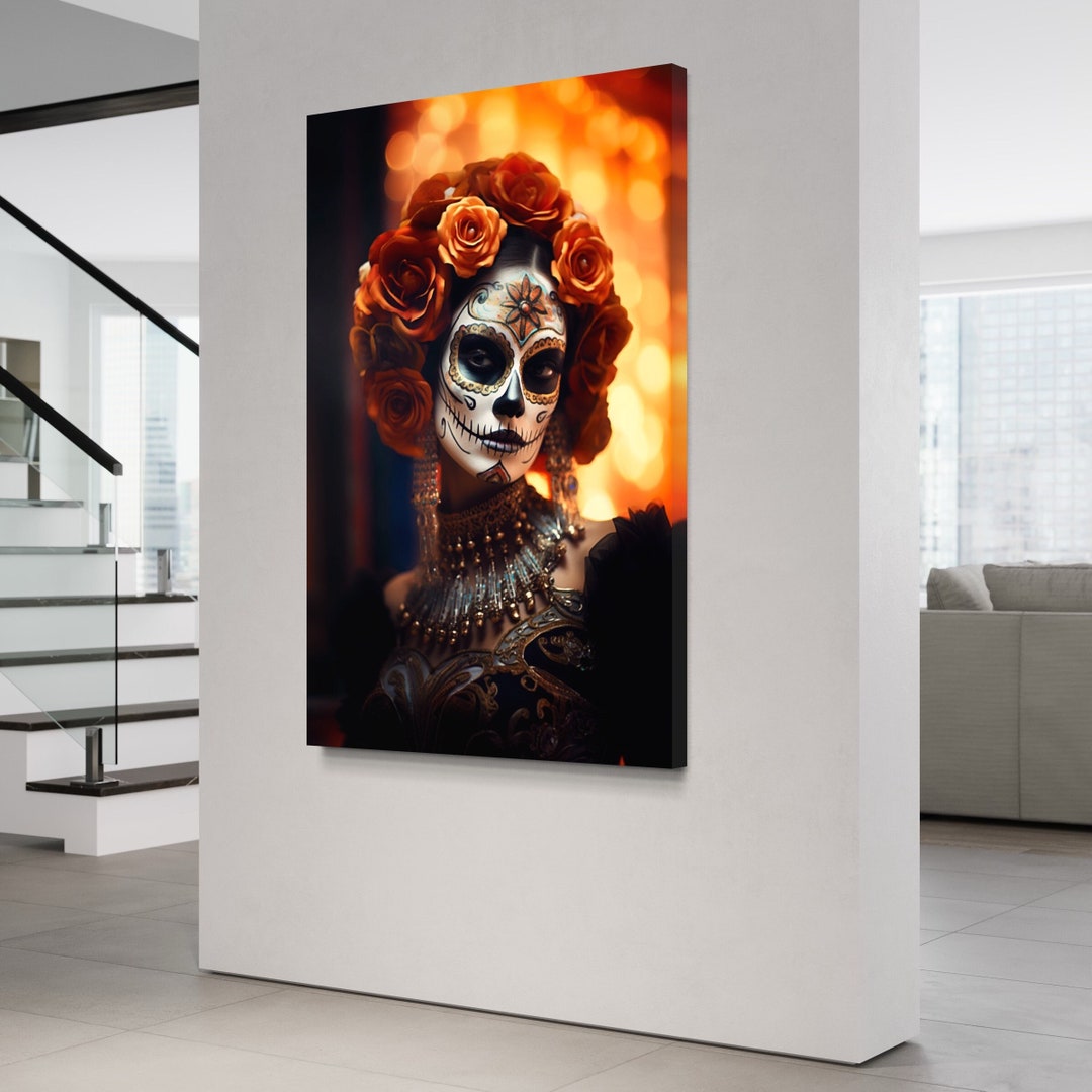 Sugar Skull Face Wall Art, Día De Muertos Wall Art, Day of the Dead ...