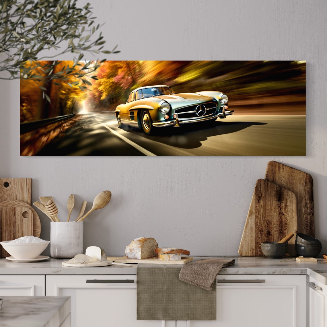 Mercedes-benz 300 SL Gullwing Wall Art, Classic Car Painting, Cruising ...