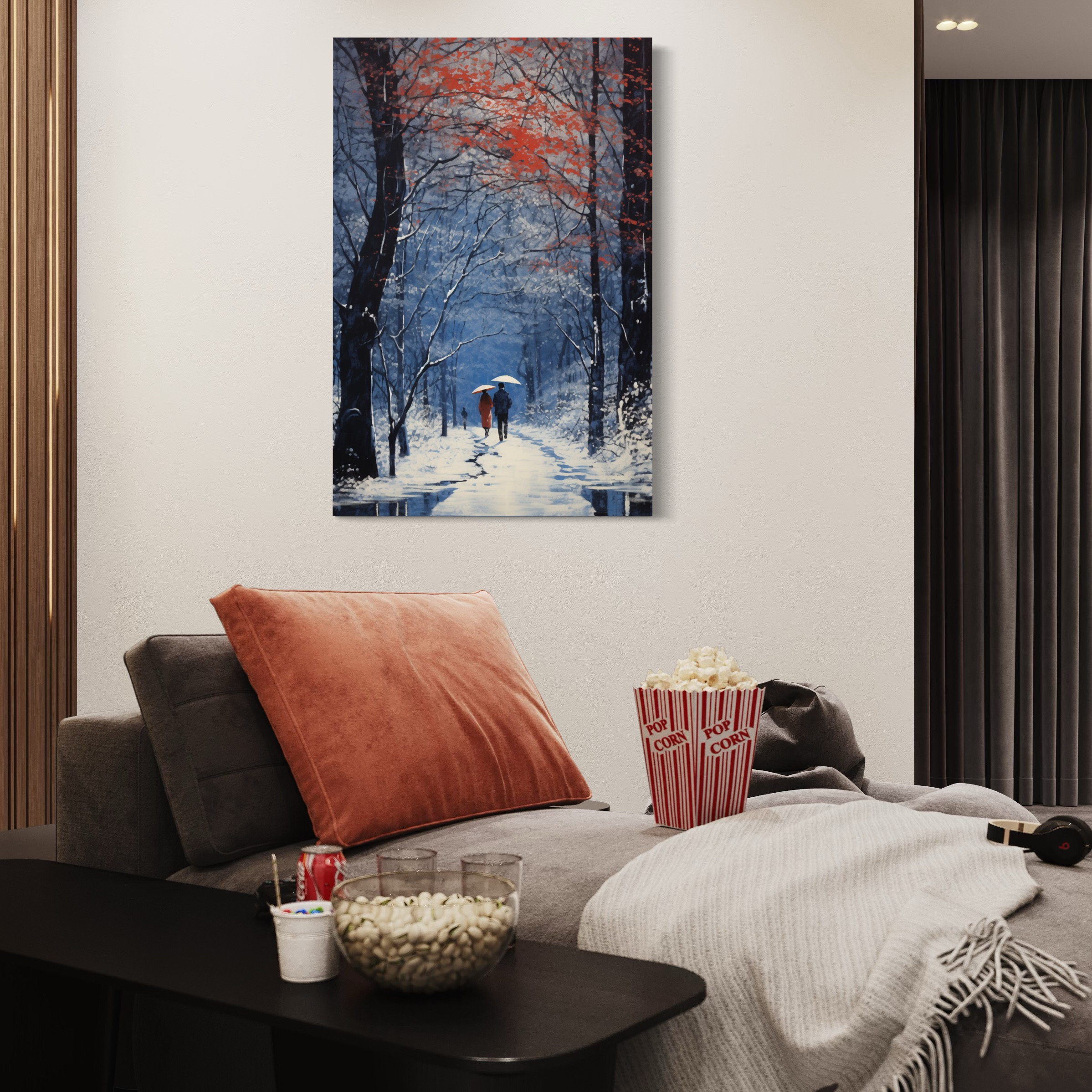 Snowy Path Canvas Wall Art People Walking in the Snow - Etsy
