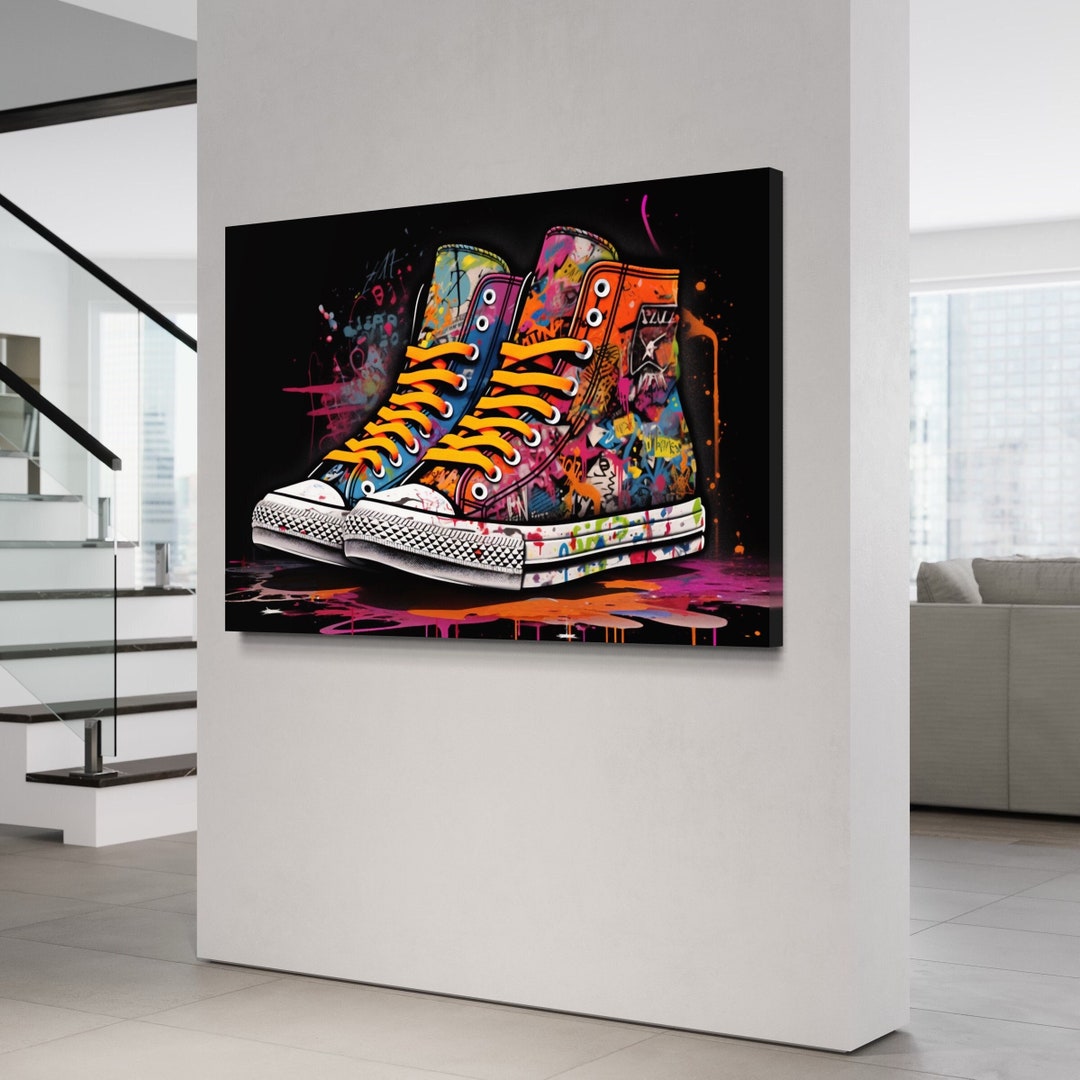 Sneakers Graffiti Wall Art, Canvas Art Print, Graffiti Art, Colorful ...