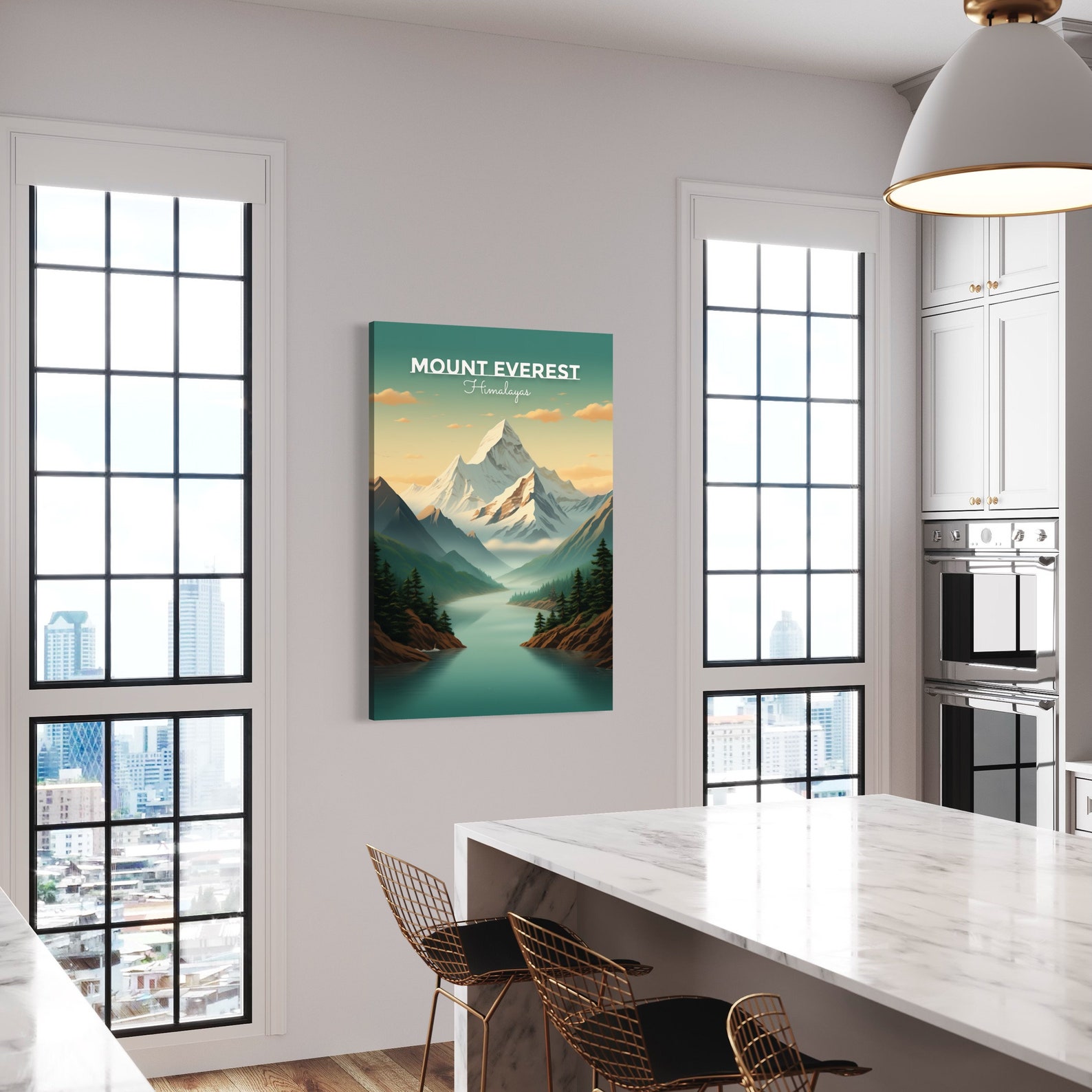 Mount Everest Canvas Wall Art, Travel Poster, Himalayas Poster, Largest ...