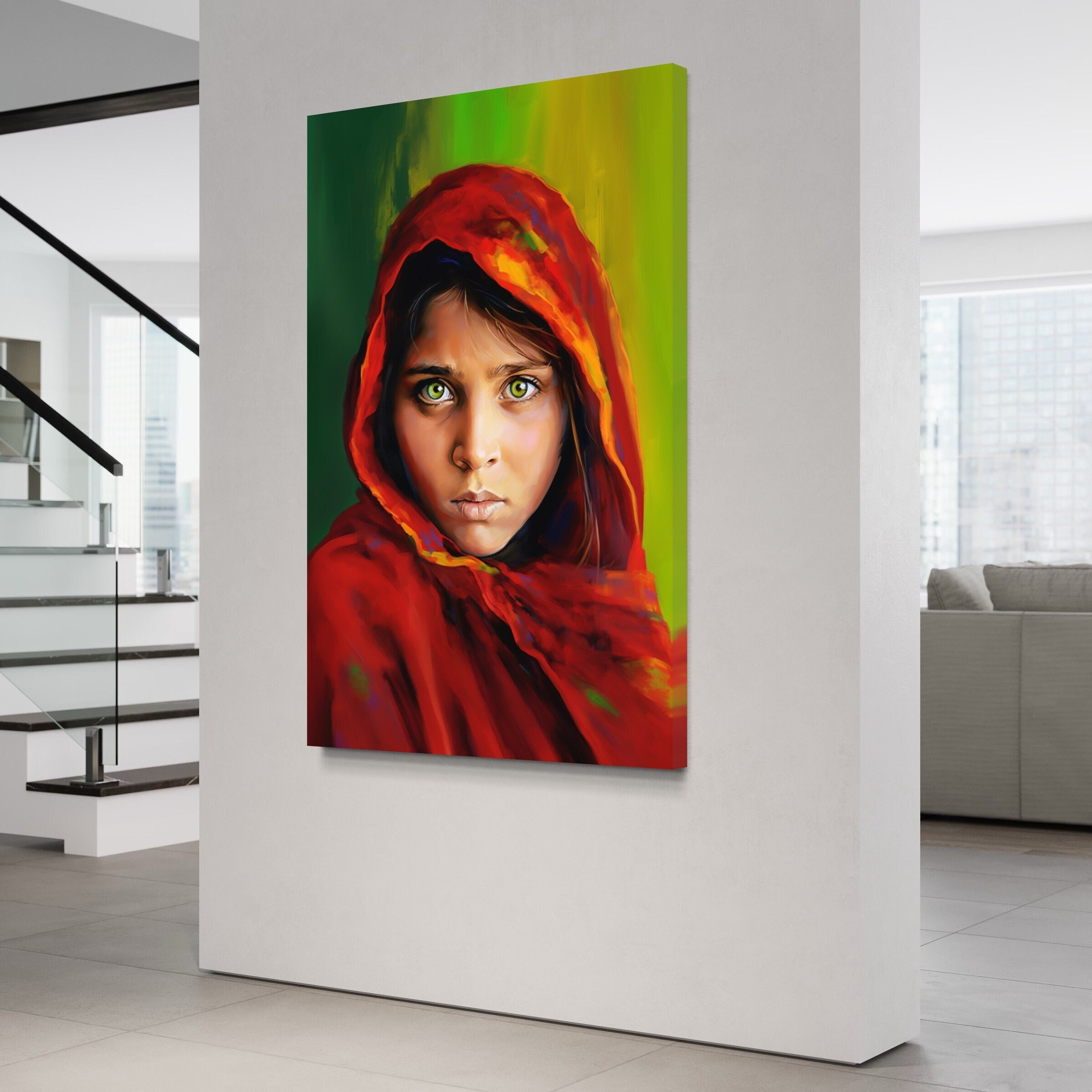 Iconic Afghan Girl Wall Art, Vibrant Pop Art, Vibrant Iconic Art ...