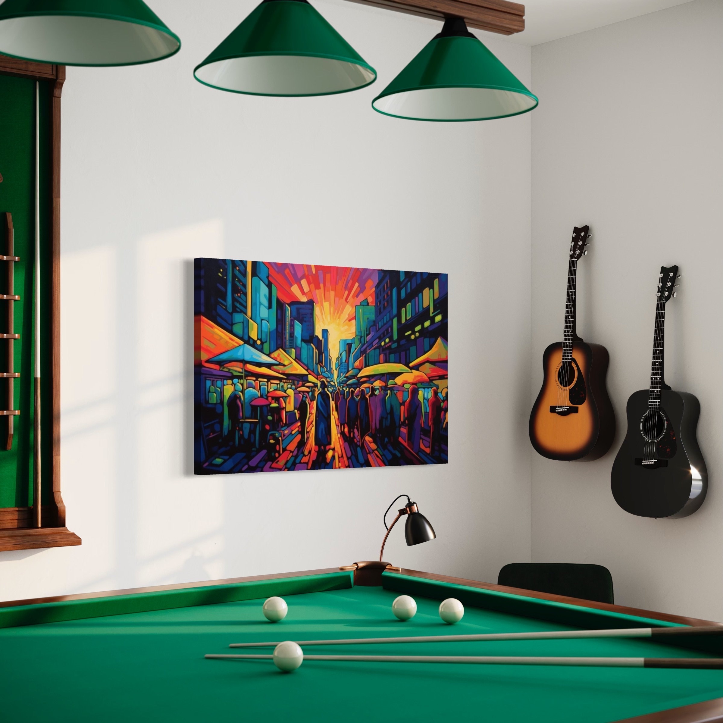 Neon City Pulse Canvas Poster, Illuminated Urban Vibrance Wall Art ...