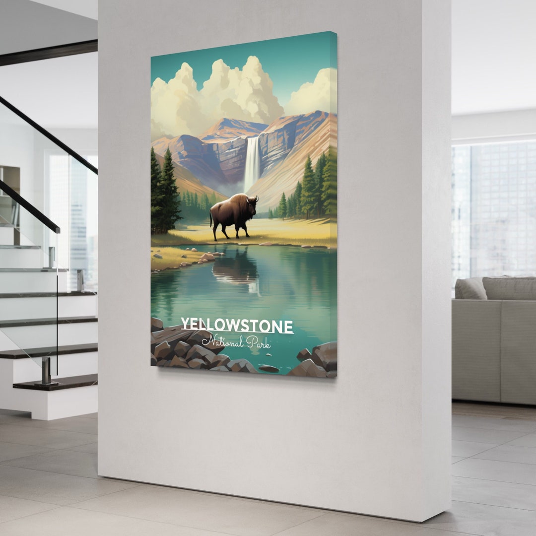 Yellowstone National Park Canvas Wall Art, Travel Poster, Yellowstone ...
