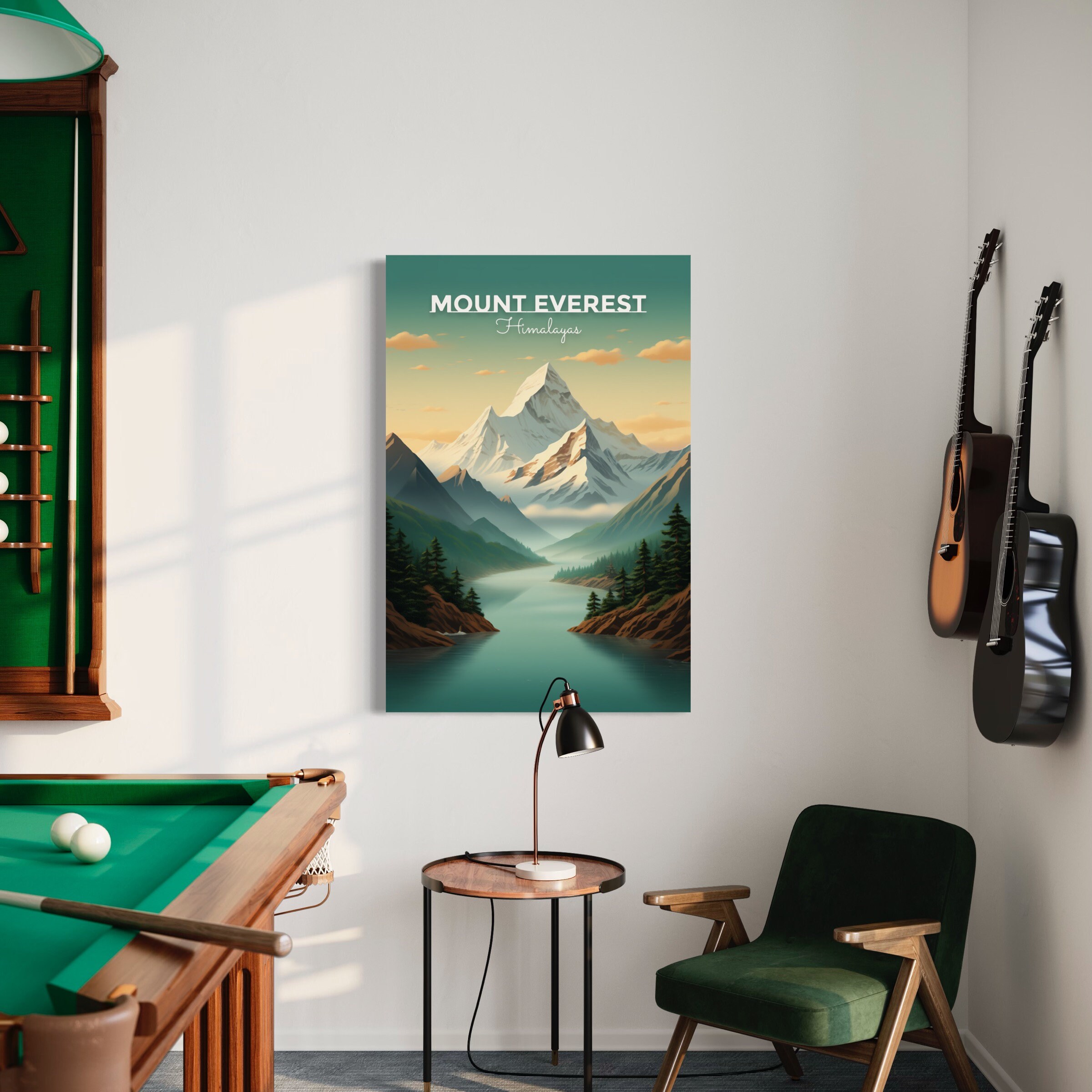 Mount Everest Canvas Wall Art, Travel Poster, Himalayas Poster, Largest ...