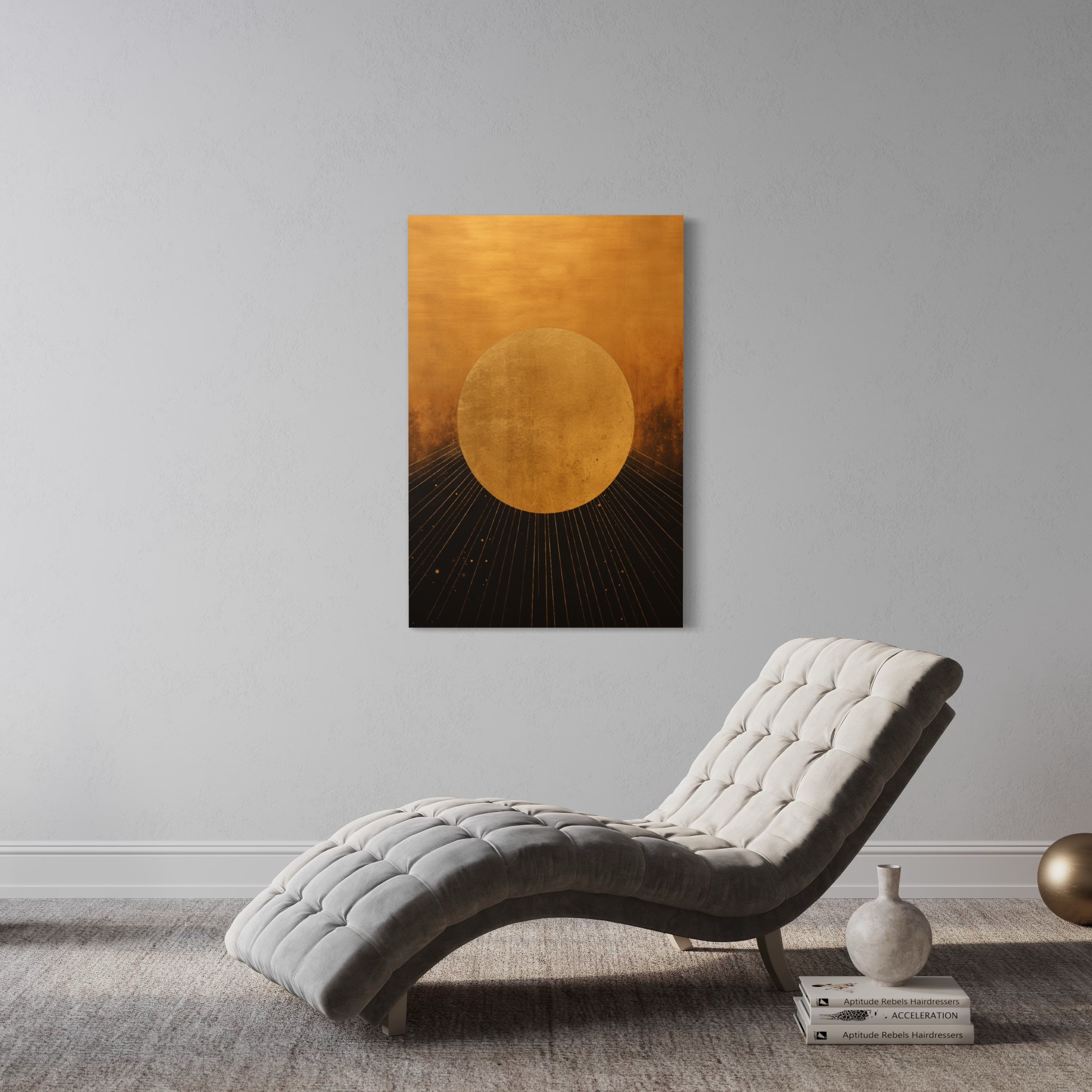 The Golden Sun Canvas Wall Art, Abstract Solar System Painting ...
