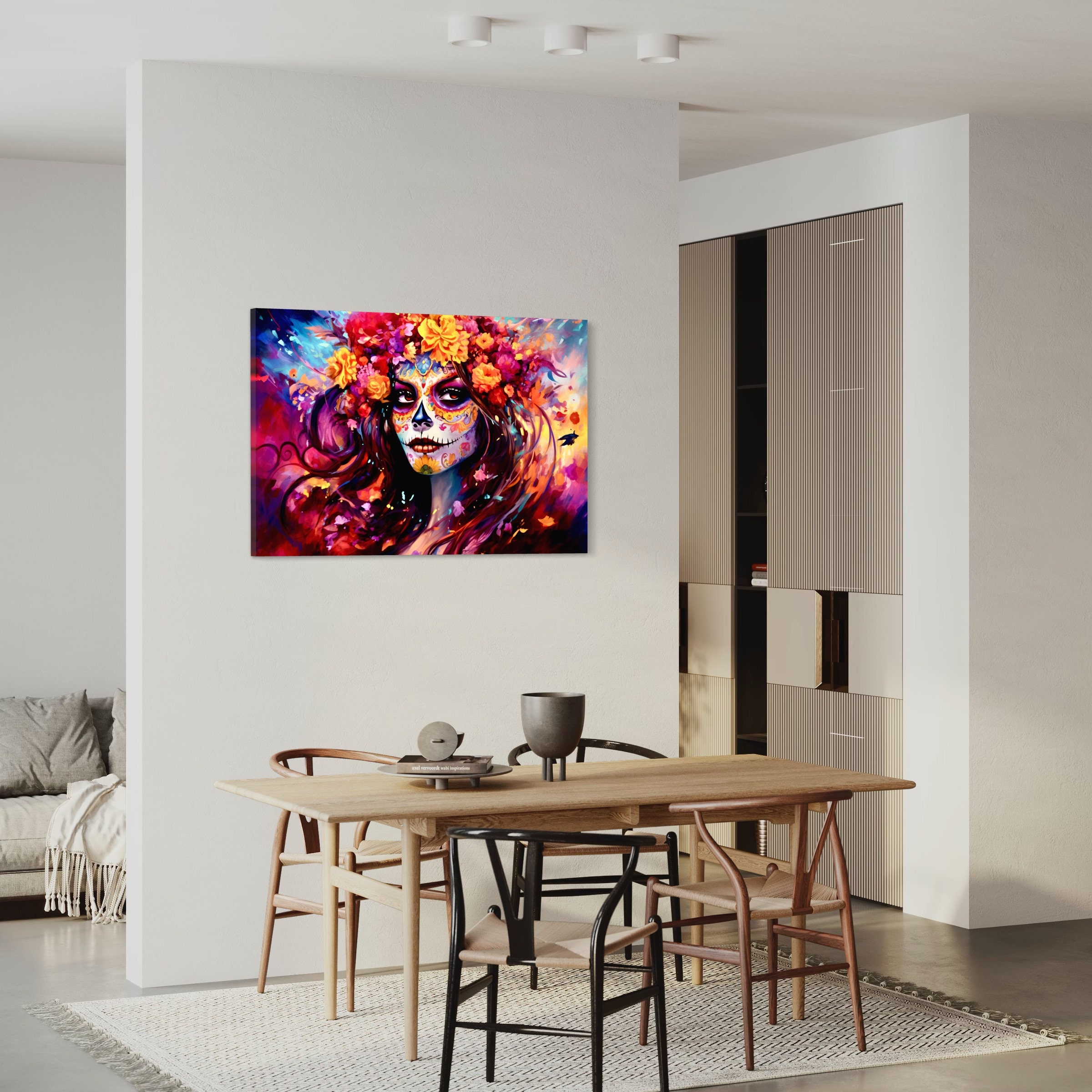 Día De Muertos Canvas Wall Art, Day of the Dead Wall Art, Día De Los ...