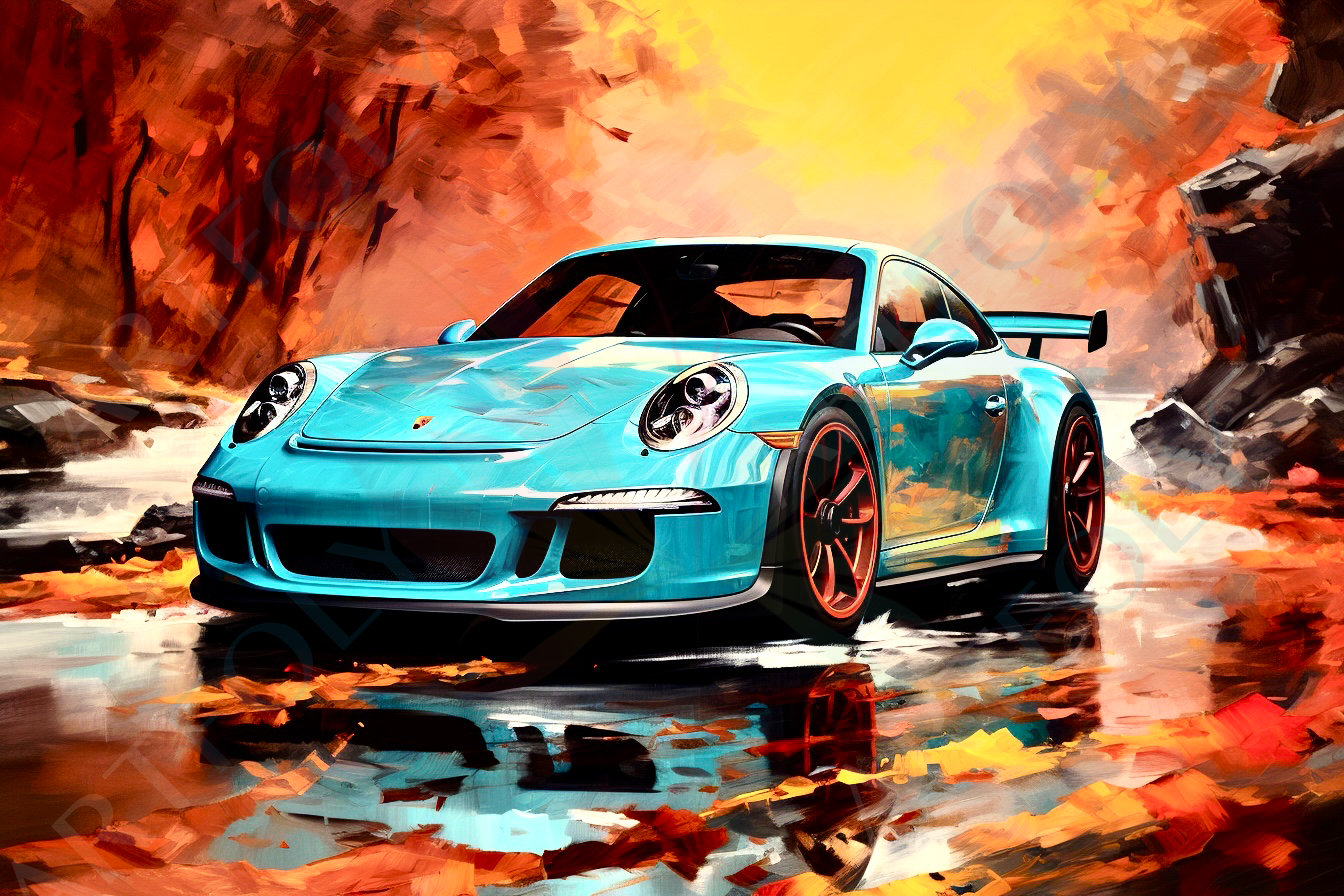 Original Porsche 911 GT3 Painting, Canvas Wall Art, Super Car Painting ...