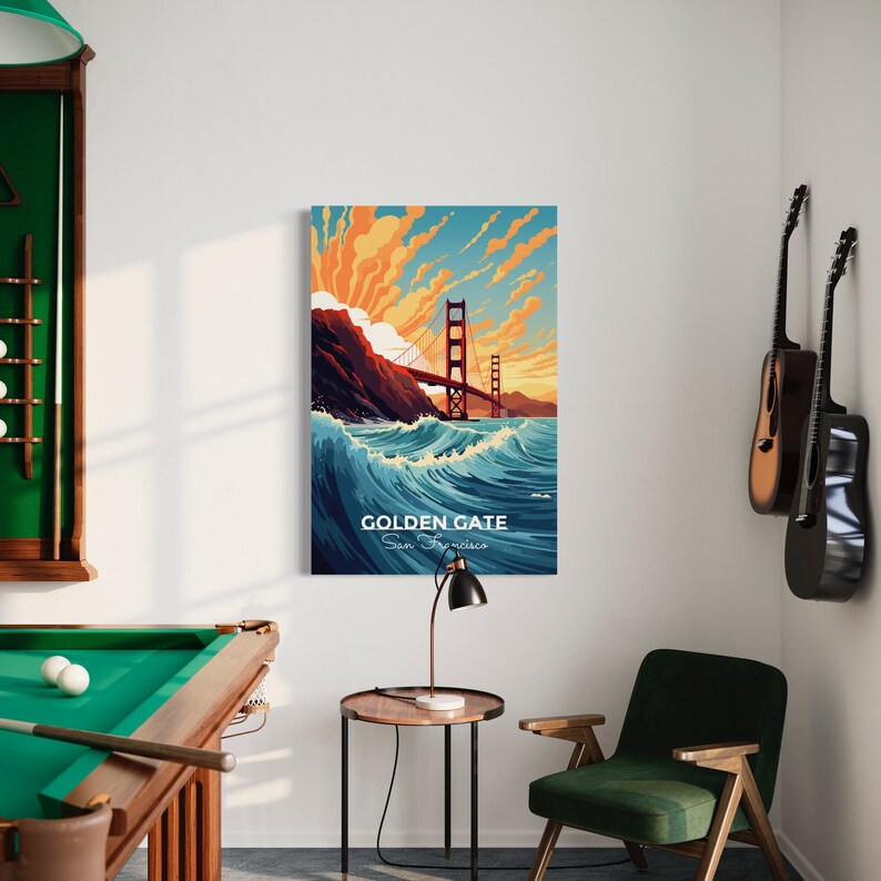 Golden Gate San Francisco Canvas Wall Art, Travel Poster, Golden Gate ...