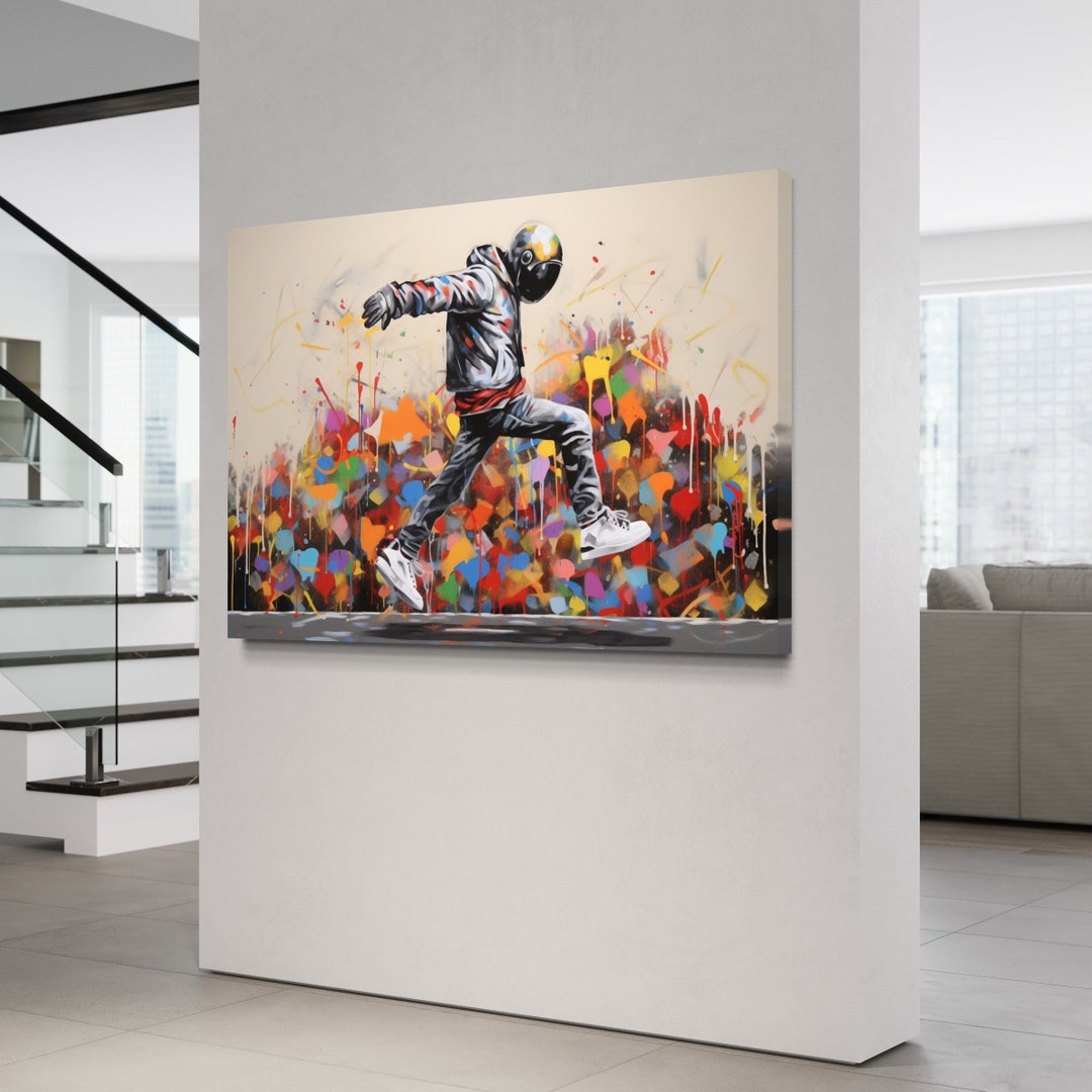 Space Kid Graffiti Canvas Wall Art, Graffiti Street Art, Space Graffiti ...