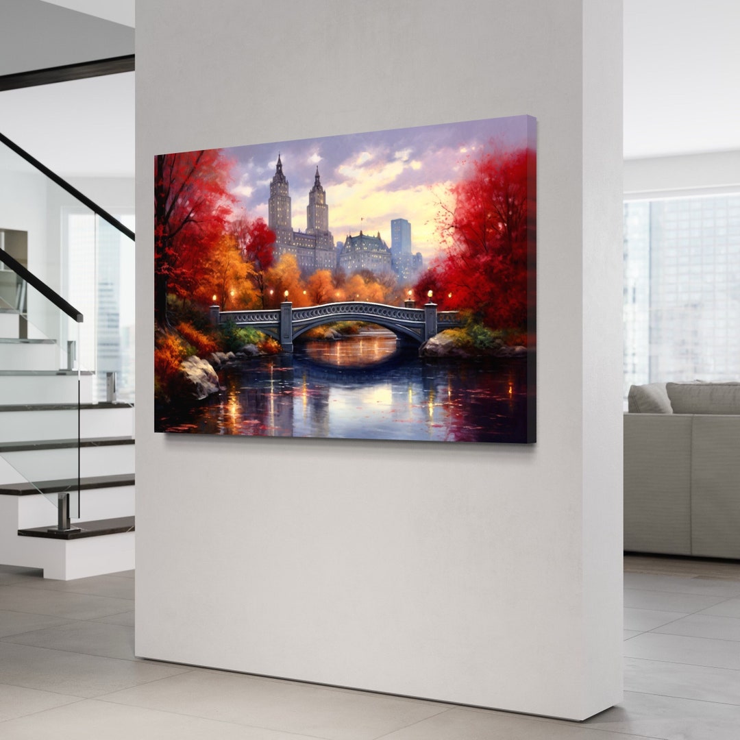 Central Park Canvas Wall Art, New York City Art, Lake in the Park Wall ...