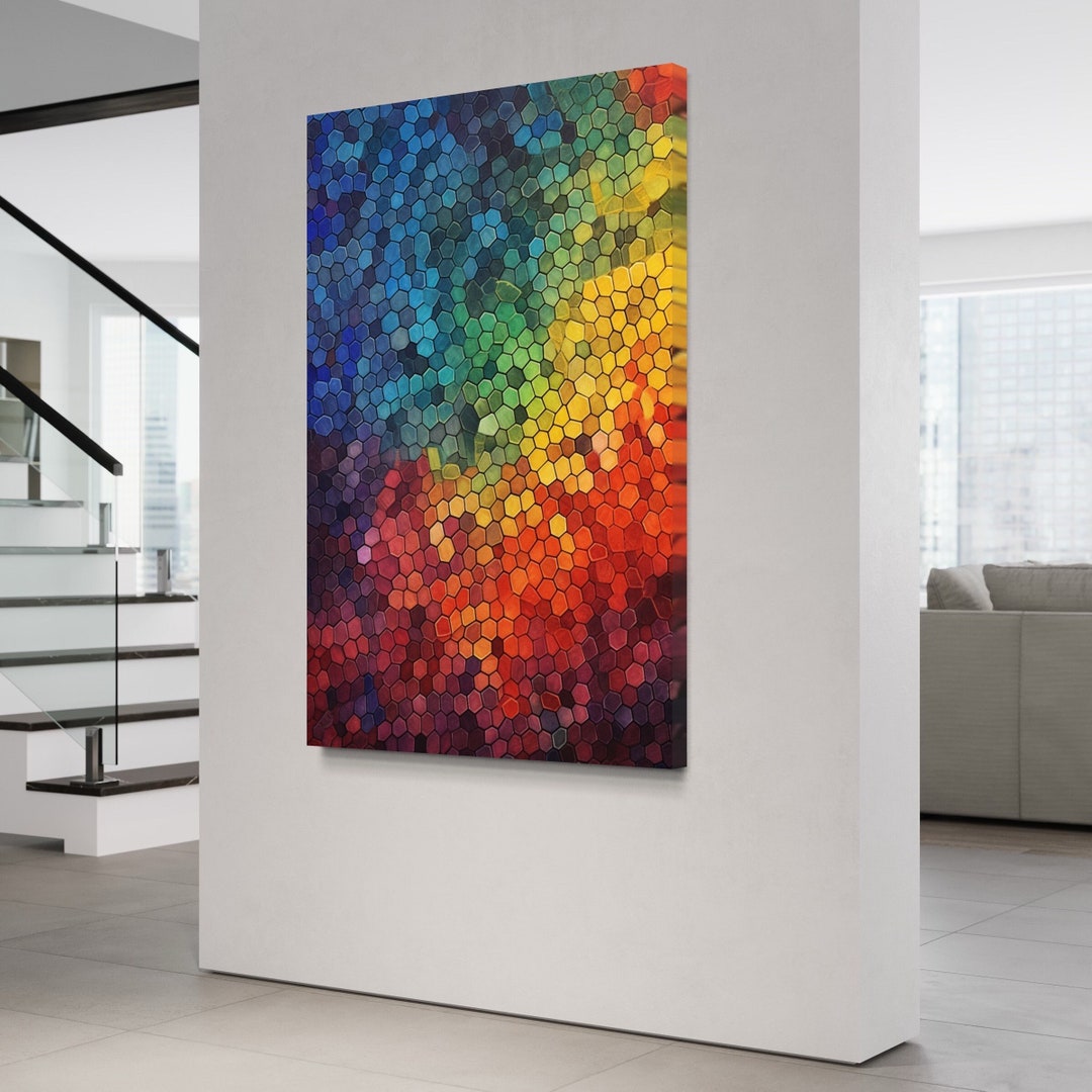 A Captivating Geometric Pointillism Wall Art, Canvas Modern Art Print ...