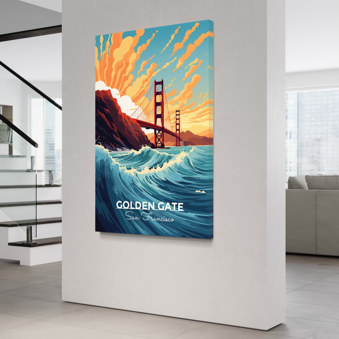 Golden Gate San Francisco Canvas Wall Art, Travel Poster, Golden Gate ...
