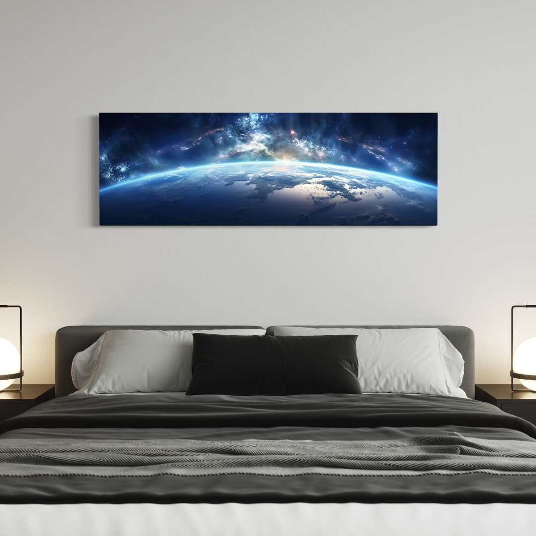 Earth From Space Canvas Wall Art, Outer Space Wall Art, Milky Way ...