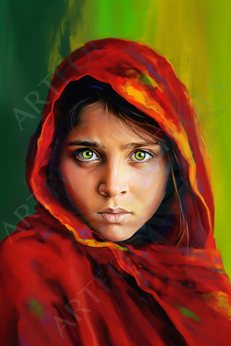 Iconic Afghan Girl Wall Art, Vibrant Pop Art, Vibrant Iconic Art ...