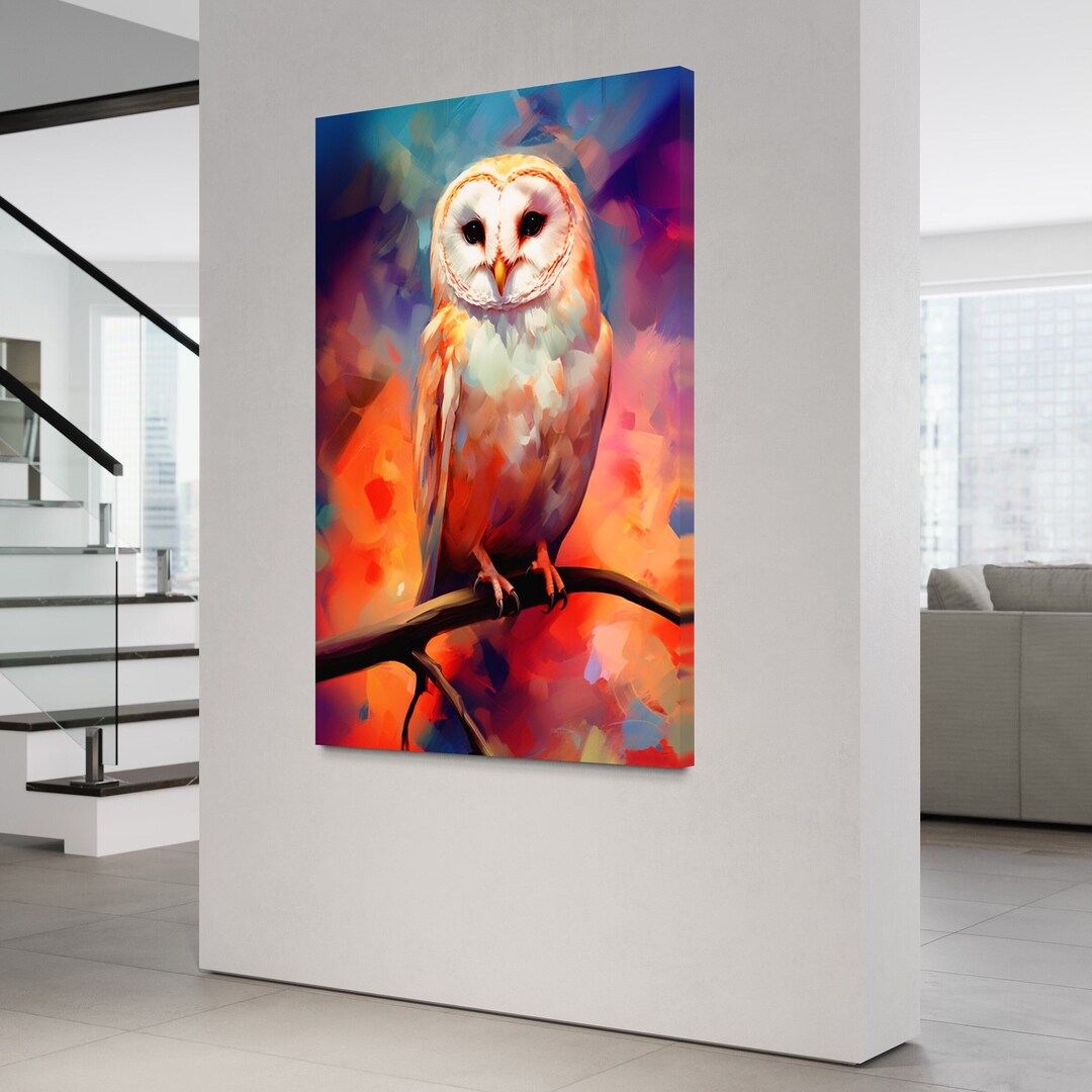 Original Barn Owl Painting, Canvas Wall Art, Watercolor Painting, Owl ...