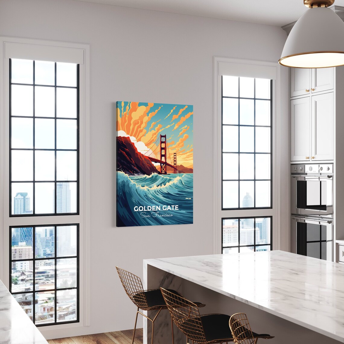 Golden Gate San Francisco Canvas Wall Art, Travel Poster, Golden Gate ...