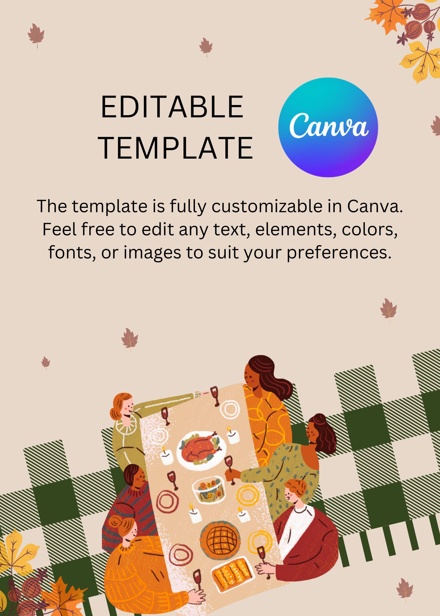 Printable Thanksgiving Dinner Invitation: Editable Autumn Card (PDF) - Etsy