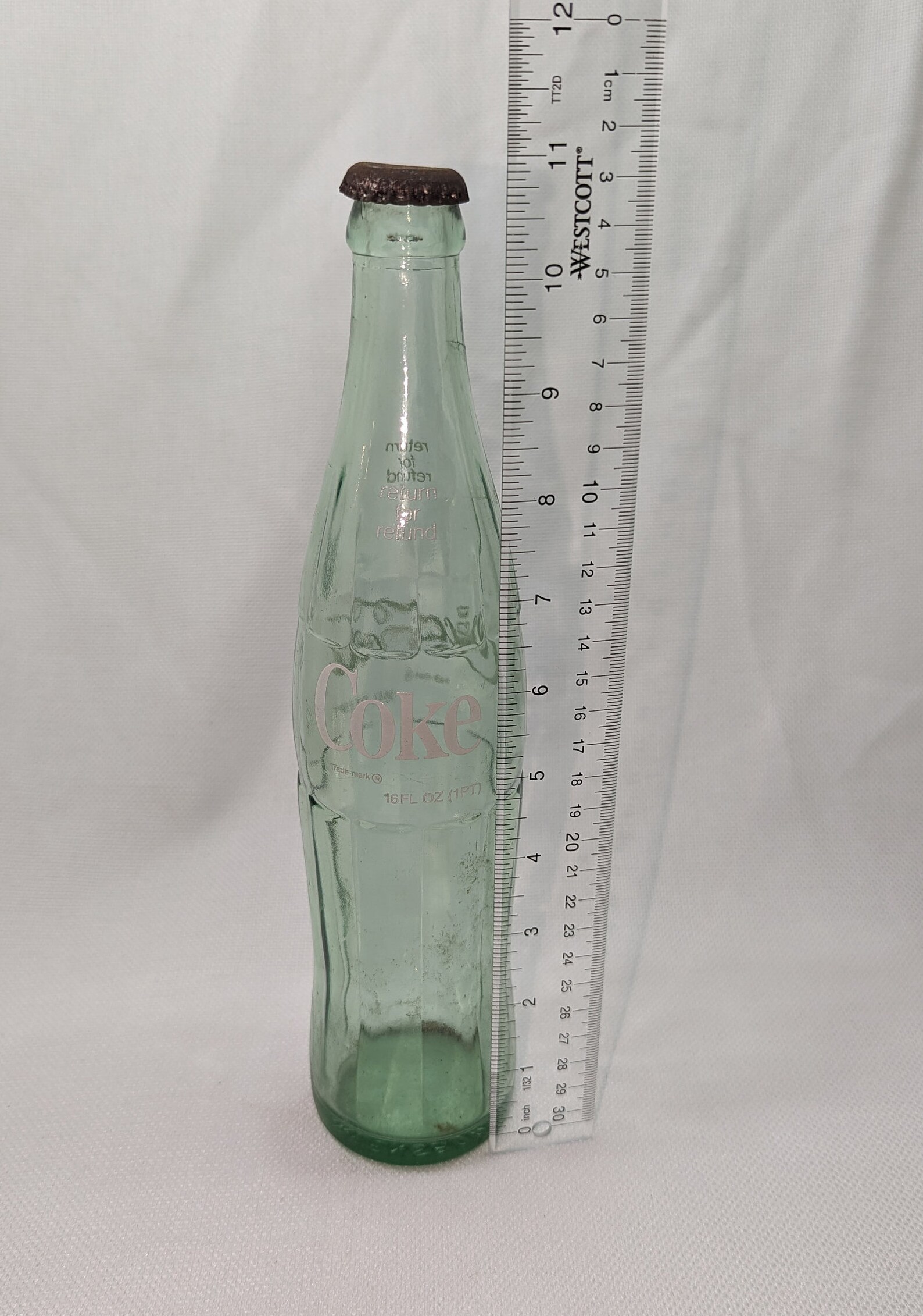 Vintage 1984 Coca-cola 16 Oz Glass Bottle With Rusted Cap Attached ...