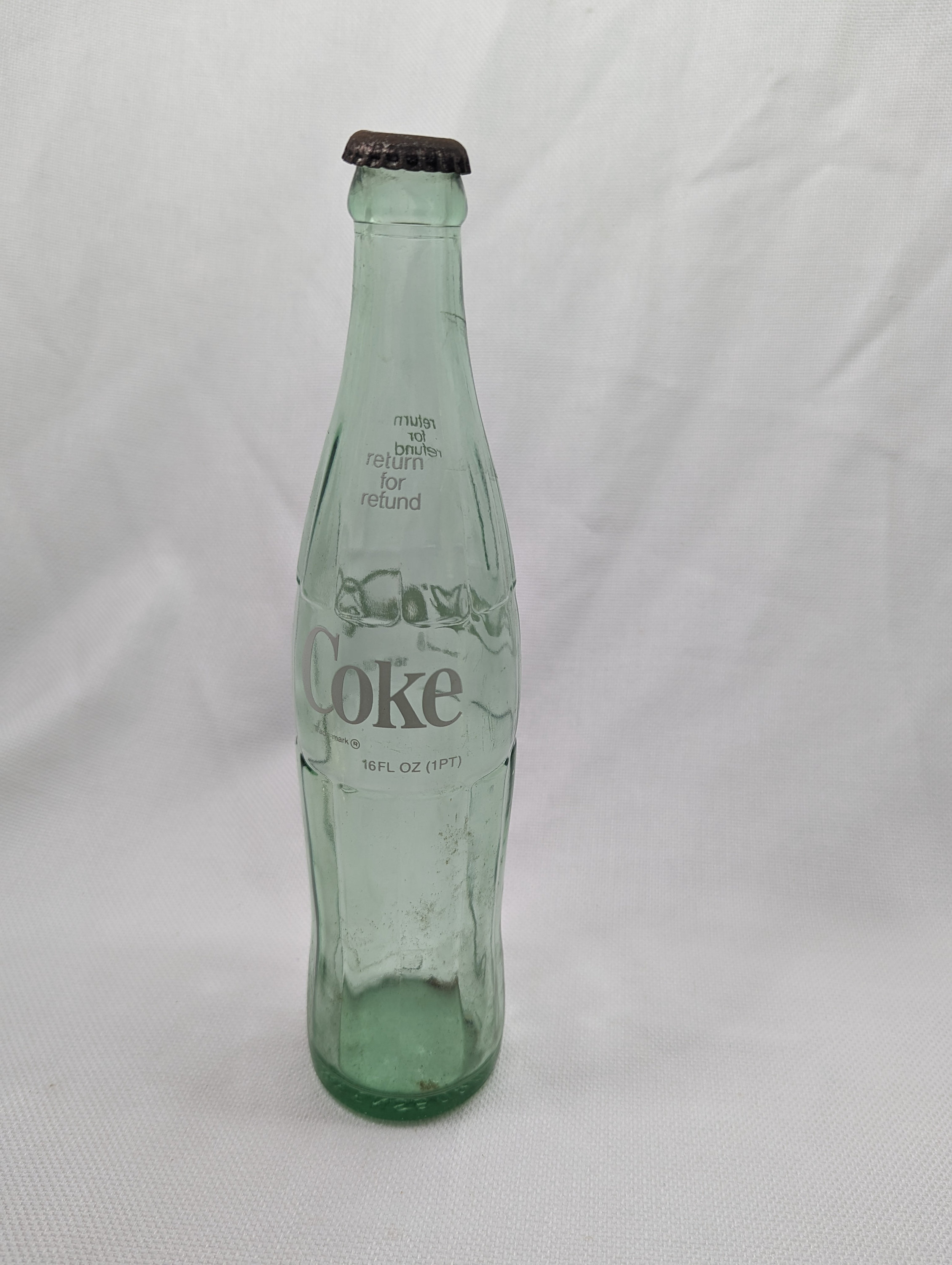 Vintage 1984 Coca-cola 16 Oz Glass Bottle With Rusted Cap Attached ...
