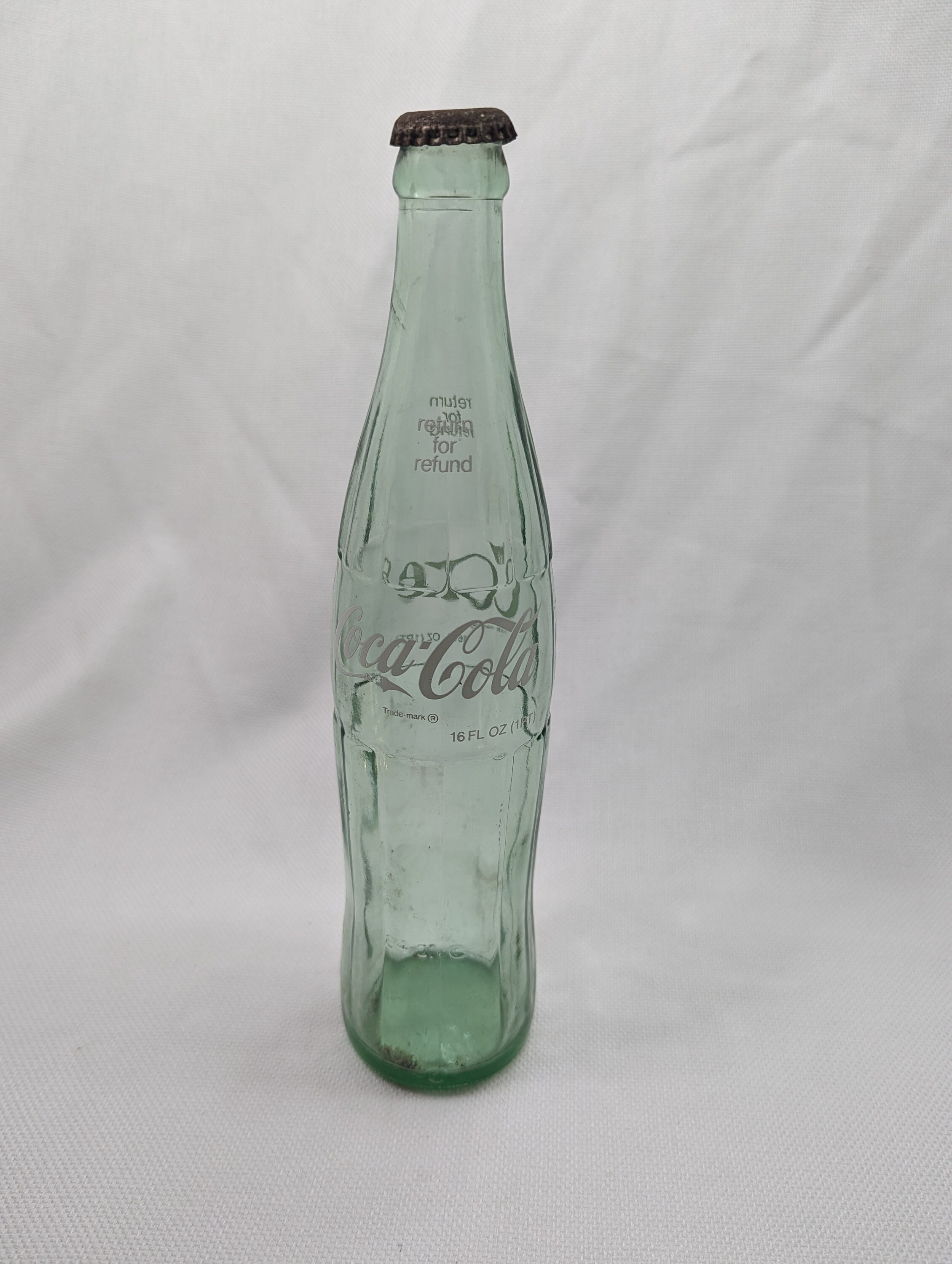 Vintage 1984 Coca-cola 16 Oz Glass Bottle With Rusted Cap Attached ...