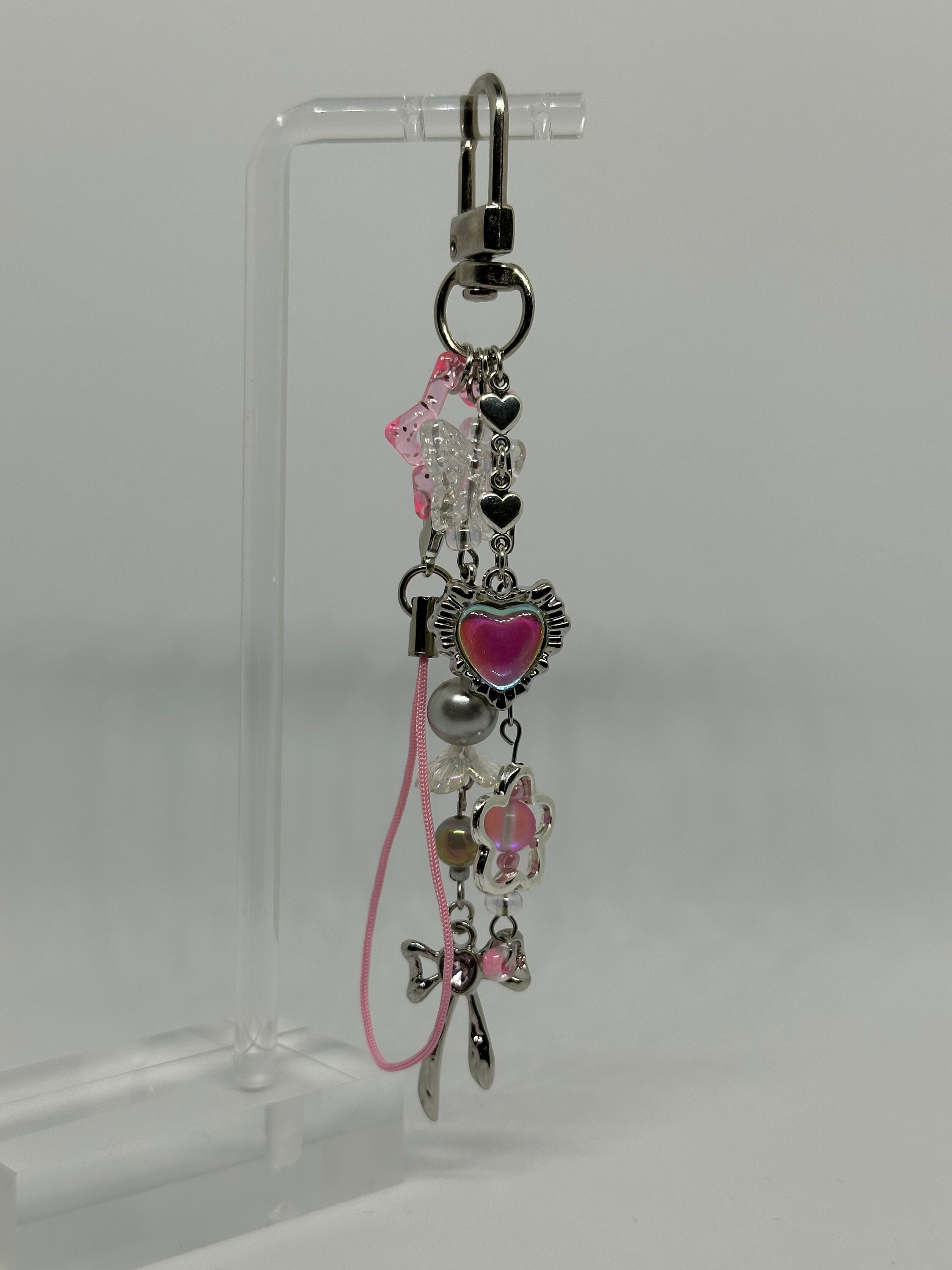 Hearts & Bow Keychain Adorable Babygirl Pink Theme, Y2k Keychain in ...