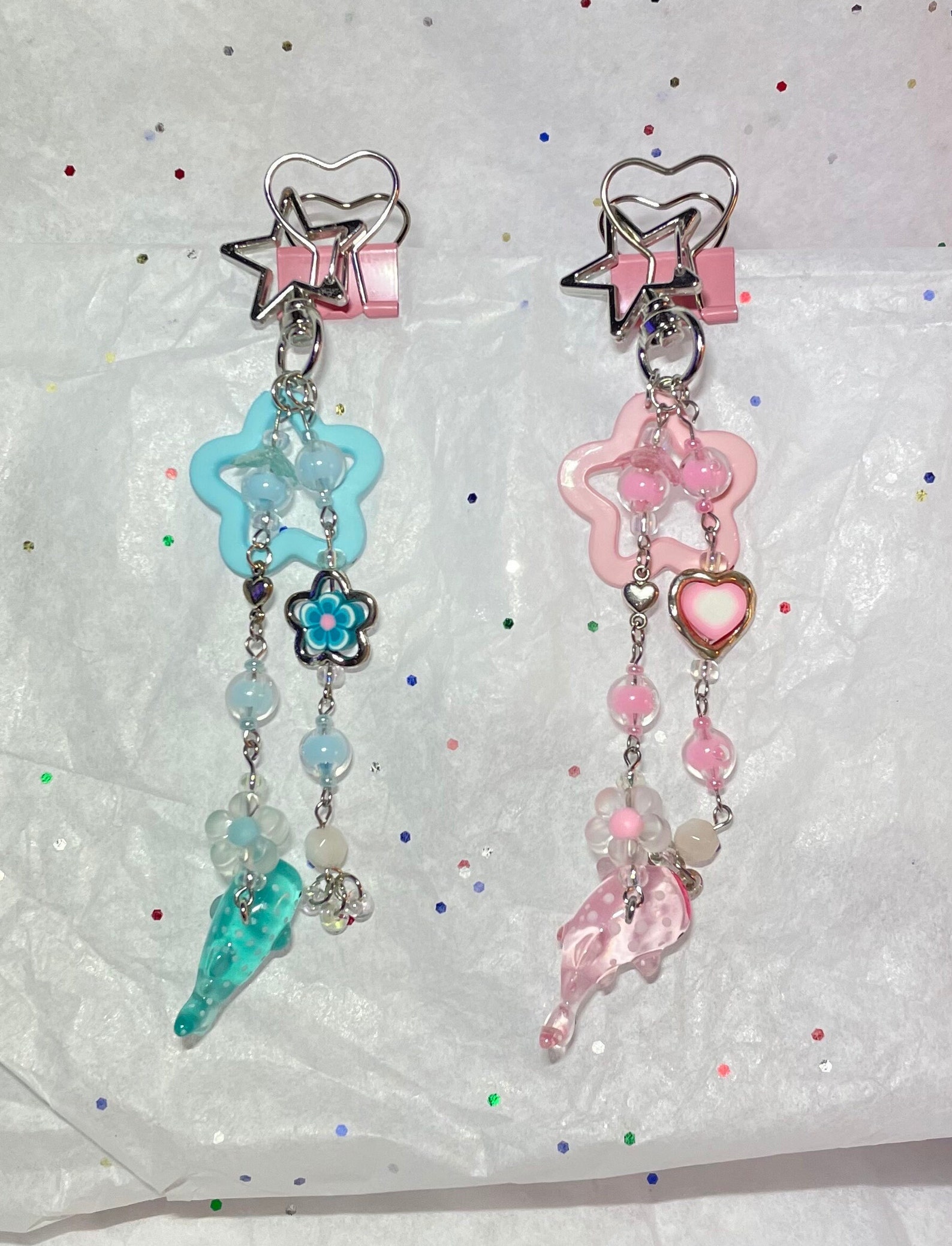 Whale Shark Keychain ~ Blue or Pink | Coquette Style, Star Dangle (gift ...