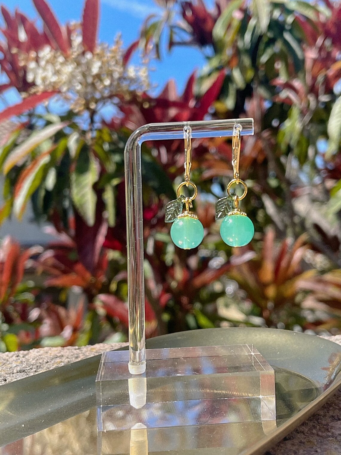 Persimmon Earrings | Gold Leverback Hoop Earrings; Red, Orange, Pink ...