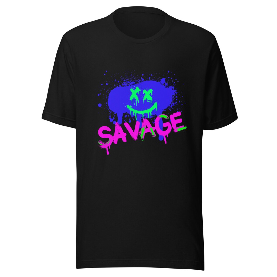 Neon Savage Spray Paint Graffiti Emoji Unisex T-shirt - Etsy