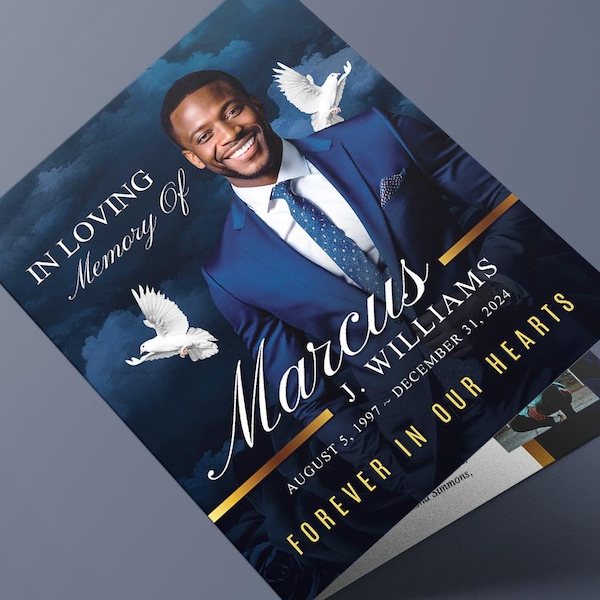 Blue Funeral Template - Etsy