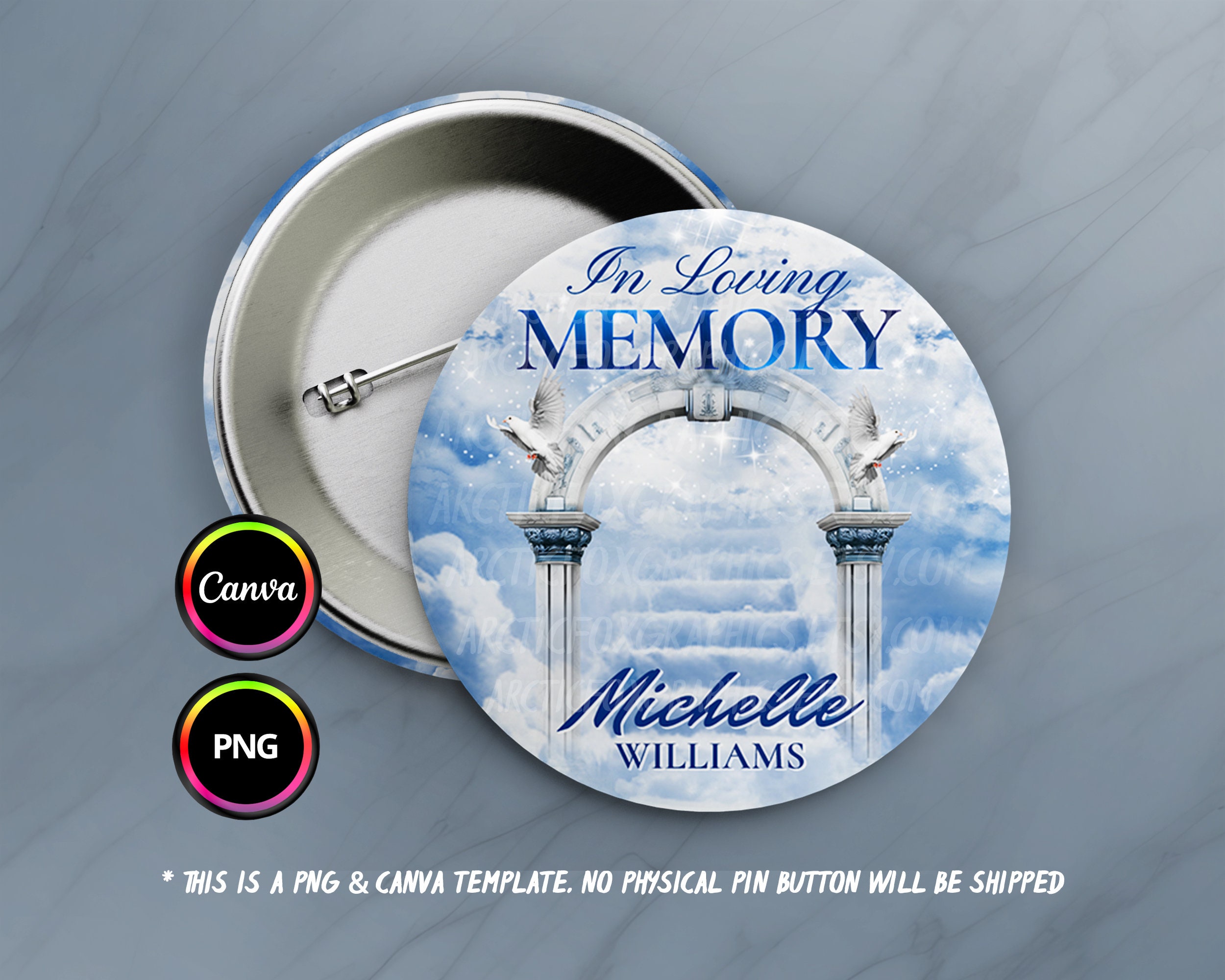 In Loving Memory Pin Button Canva Template, Memorial Button Pin ...