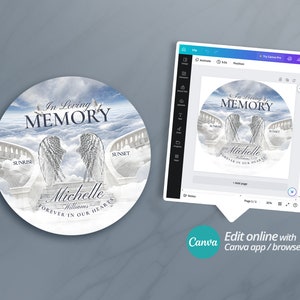 In Loving Memory Pin Button Canva Template, Memorial Button Pin ...